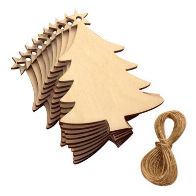 10pcs Wooden Tree Embellishments Wood Christmas Tree Blanks