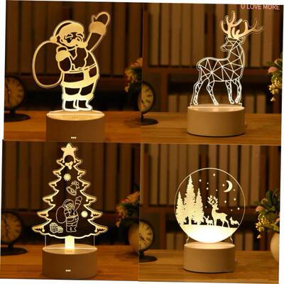 3D Santa Deer Acrylic LED Night Light Christmas Gifts Christ