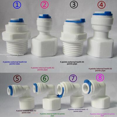 净水器快速连接器4点到2点3点8 12mm L弯曲4X2 4X3内外齿空气管道