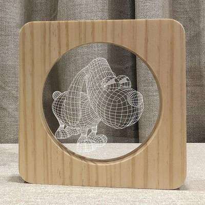 新款木头亚克力led台灯 小狗造型木质工艺品小夜灯FS-A2860W