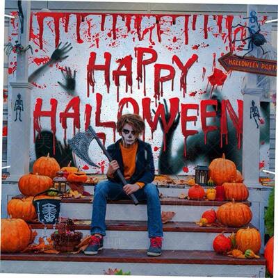 Halloween decoration background cloth blood hand cloth万圣节