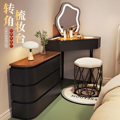 2025新款实木小户型转角室PYI体梳妆台三角斗一柜家用卧墙角化妆