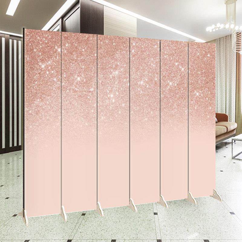 粉色星星简约现代折叠移动屏风隔断客厅卧室时尚玄关双面唯美婚恋