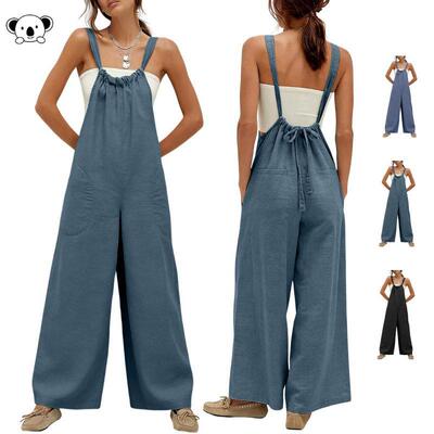J 73996 Women Holiday Wear Overalls Jumpsuit复古连体裤