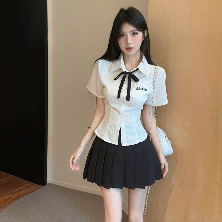 夏季新款足浴技师工作服减龄衬衫学院风jk制服酒店前台美容师工服