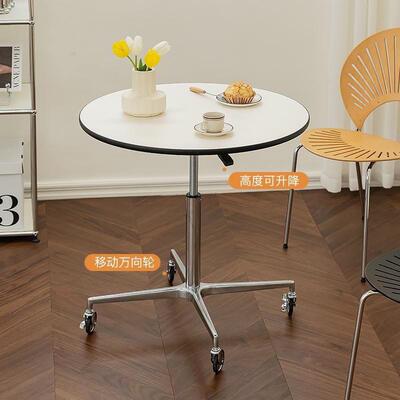 有北欧古升降879桌小中圆桌洽谈心子可移动伊姆斯餐桌小户型升降