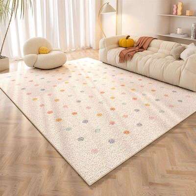 奶油风客厅地毯简约清间新沙室发茶几毯卧房大SGT面全铺床边地积