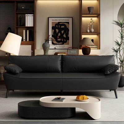 简约现小户型科技艺客厅沙LNK发三双人位办公寓布出租房猫抓代皮