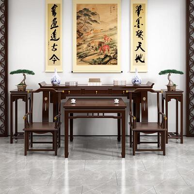 中式头翘条几条案神台佛桌供桌实木简约台件套明式六中堂农村堂屋