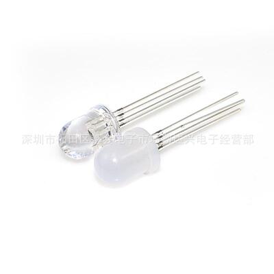 f8透明全彩共阳四脚8mmRGB红绿蓝全彩直插式LED灯珠发光二极管