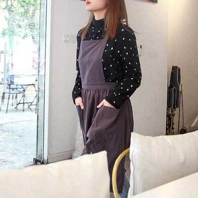 日式防水艺全艺术围裙咖啡棉店花店师园画室幼工作服印制Lmm01OGO
