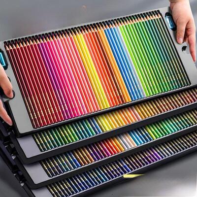 colour pencil painting students use 48 colour pencils with a