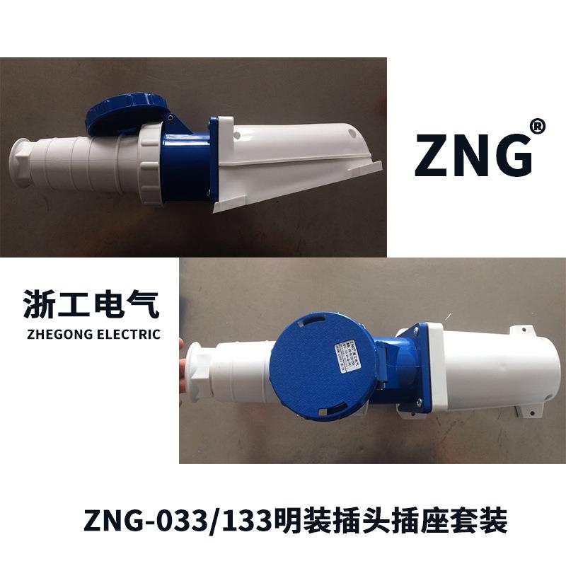 IP67明装防水插头插座三孔63A 单相220V游艇码头老化房航空插头座
