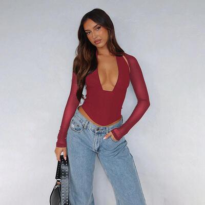 Deep V Backless Two-Piece Set Elegant Slim-Fit Knitted Top
