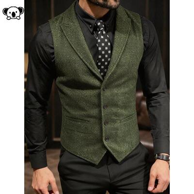 L 85420 Men Formal Events Vest Vintage Daily Looks复古马甲