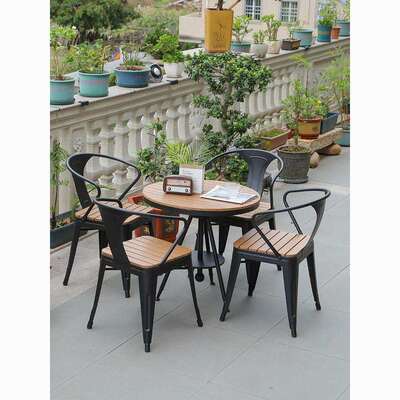 防椅腐木店阳台户外休闲别墅咖啡奶茶庭院桌防水塑木桌椅组BWL合