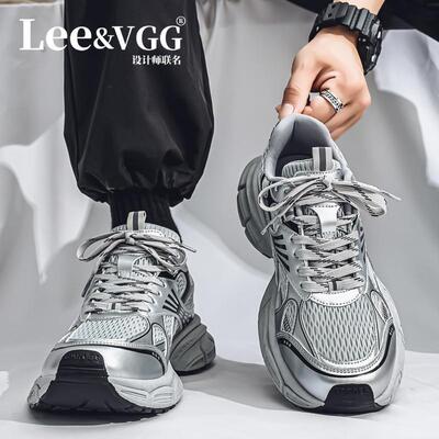 Lee&vgg官方潮牌高级感男鞋2025新款夏季透气运动休闲软底老爹鞋
