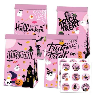 Halloween candy treats paper bag closures sticker party万圣