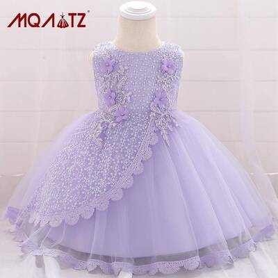 girls floral appliques zip up formal dress bow decor