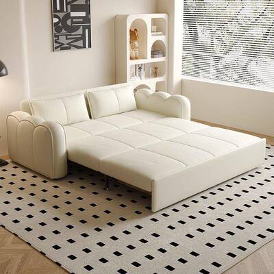 现简约坐小户型卧功能客厅折叠多两用沙IPN发储代物卧室猫爪皮沙