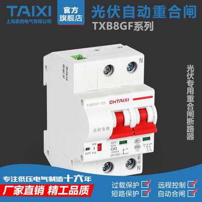 泰西自动重合闸断路器免维护合闸断路器电表费控TXB8F-125 1P+N