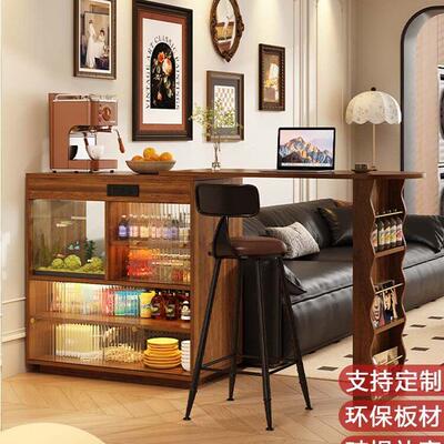 可伸缩吧台桌岛台餐边柜一体家用客厅隔断小户型阳台靠墙沙发边柜