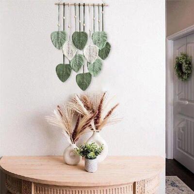 H-W Feather Wall Hanging Hand Made Tapestry Yarn Woven Wall