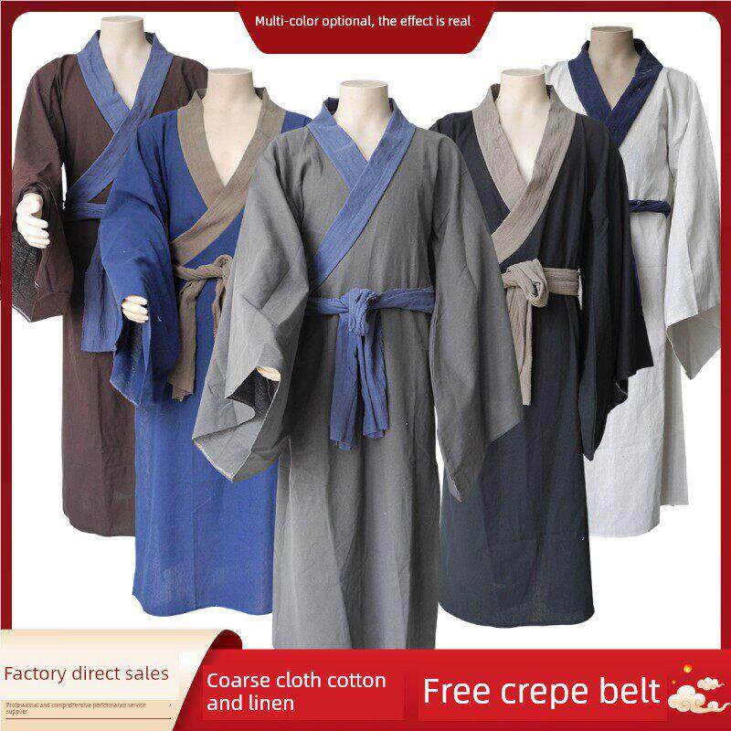 棉麻汉服男宋三国古装水浒传服装古代衣服秦汉春秋战国袍粗布长衫