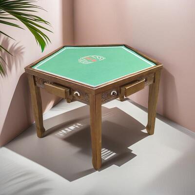 实木棋牌桌五角桌保皇掼蛋桌够级六角桌德州扑克斗地主五边形桌子