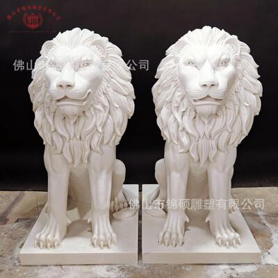 砂岩西方狮子雕塑摆件 花园酒店银行动物雕像 欧式玻璃钢仿石狮子