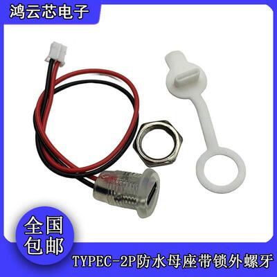 type-c母座 灯带充电母头USB C口 卡扣锁 TPC防水typec快充电源座