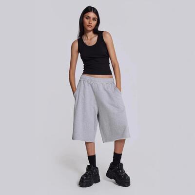 Mens Grey Casual Loose MidLength Athletic Shorts