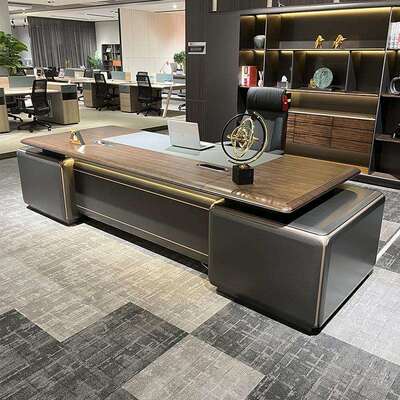 新款办网红总带灯轻奢老板桌裁桌无侧柜董事长公桌烤漆办益达YYD