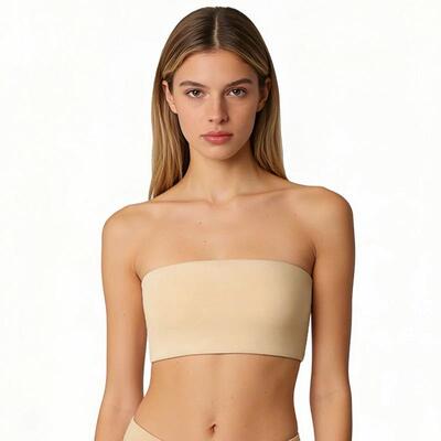 Women Color Crop Tube Knit Casual Strapless Daily Wear