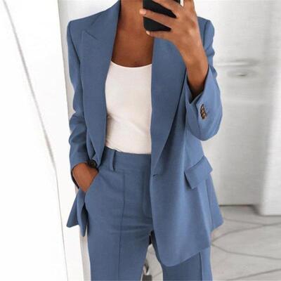 Women's collar cardigan suit jacket翻领开衫西装外套女