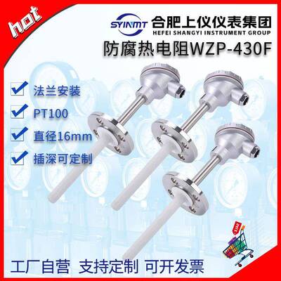 上仪仪表wzp-430f防腐衬四氟热电阻l=450*300烧结四氟250℃DN40