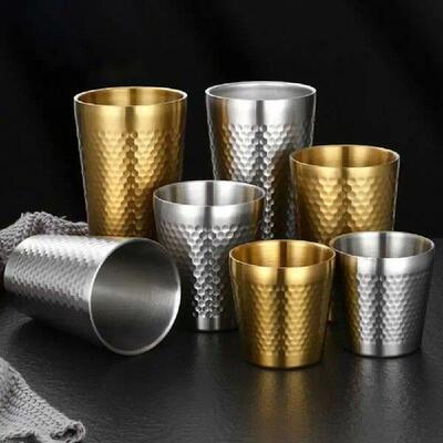 Stainless Steel Double-Wall Beer Cups Hammered Texture