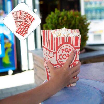 100 Pcs Greaseproof Paper Bag Pink Candy Popcorn Supplies