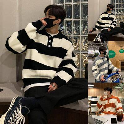 Men's Patchwork Print Long Sleeve Half-Button Knitted Polo