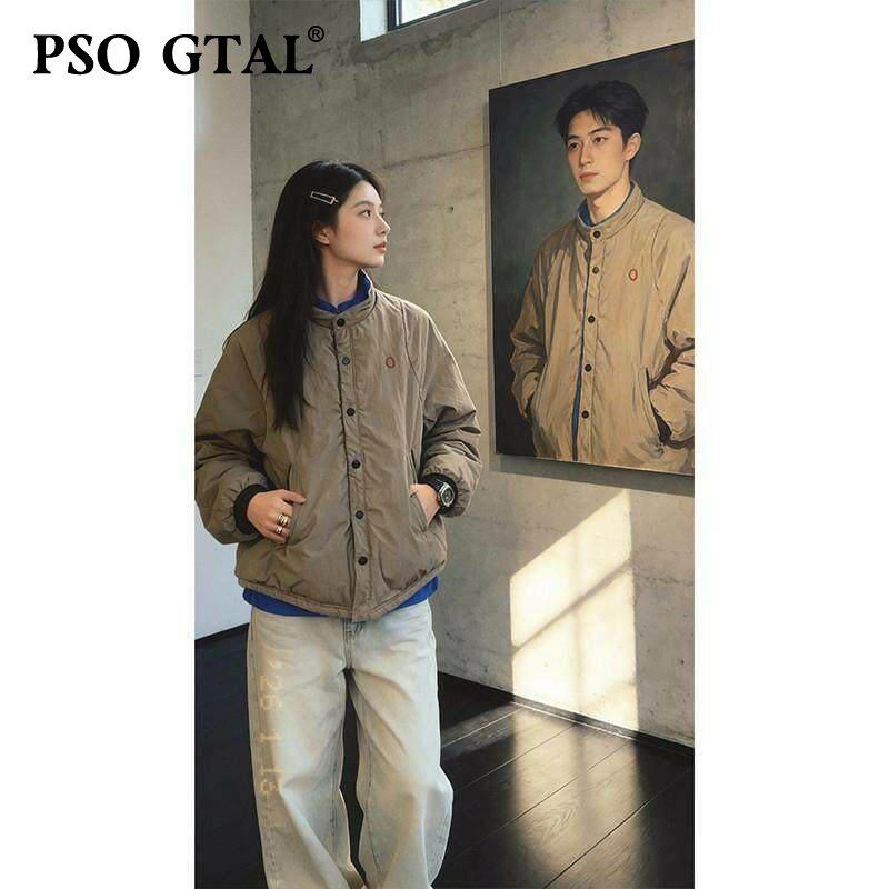 PSO GTAL双面穿棒球领棉服男女春季中性风穿搭高级感棉服外套潮牌