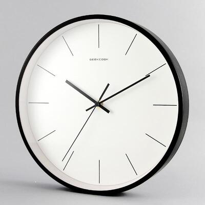 简约形现代客厅金挂钟静音家用北钟表圆卧室欧刻度挂墙属石英STV