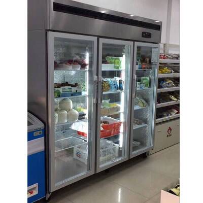 银都大三门保鲜展示柜水果鲜花熟食饮料冰箱冷藏保鲜柜商用立式柜