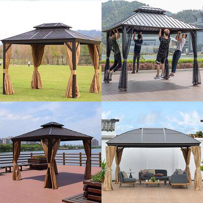凉亭户外庭院铝合金棚天台花园阳光雨棚休闲亭子镀锌铁艺帐篷蚊帐