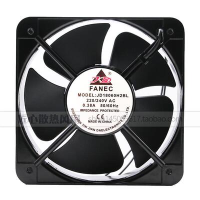 JD-A18060H2BL 220V 0.38A FANEC机柜金属散热风扇耐高温