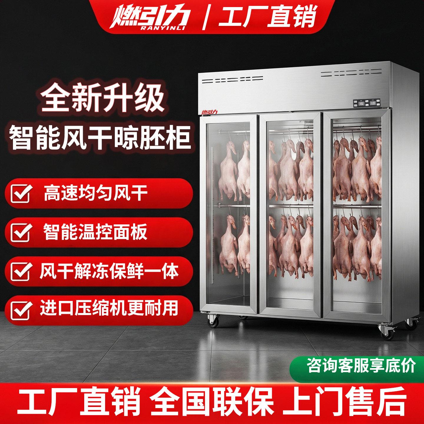 燃引力商用智能晾鸭柜乳鸽烧腊烘干机晾胚凉烤鸭风干柜风冷吹鸭柜