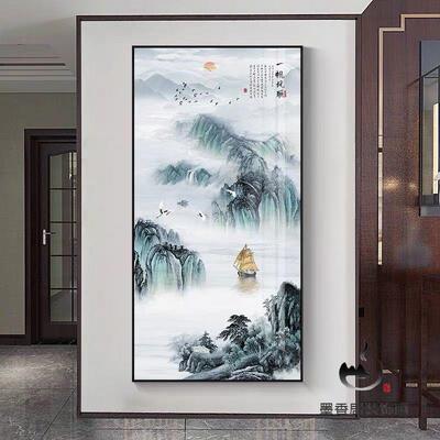 新式入玄关水装饰画走廊过道尽头挂画进户门墙中画壁画LRZ竖晶瓷