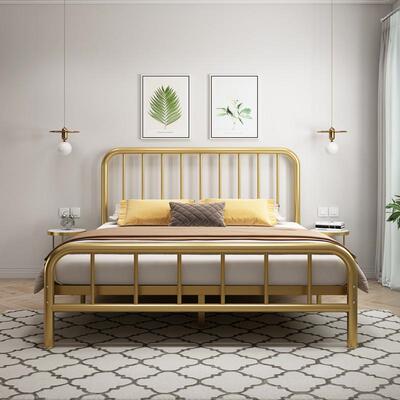 现代简约双人床粗加厚家铁艺床成人儿童单人钢LVR架床铁铁架用加