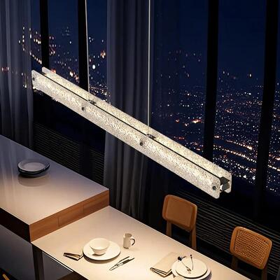 意式奢餐厅吊全灯492极简轻一字长条饭灯光谱护眼水晶吧台吊厅线