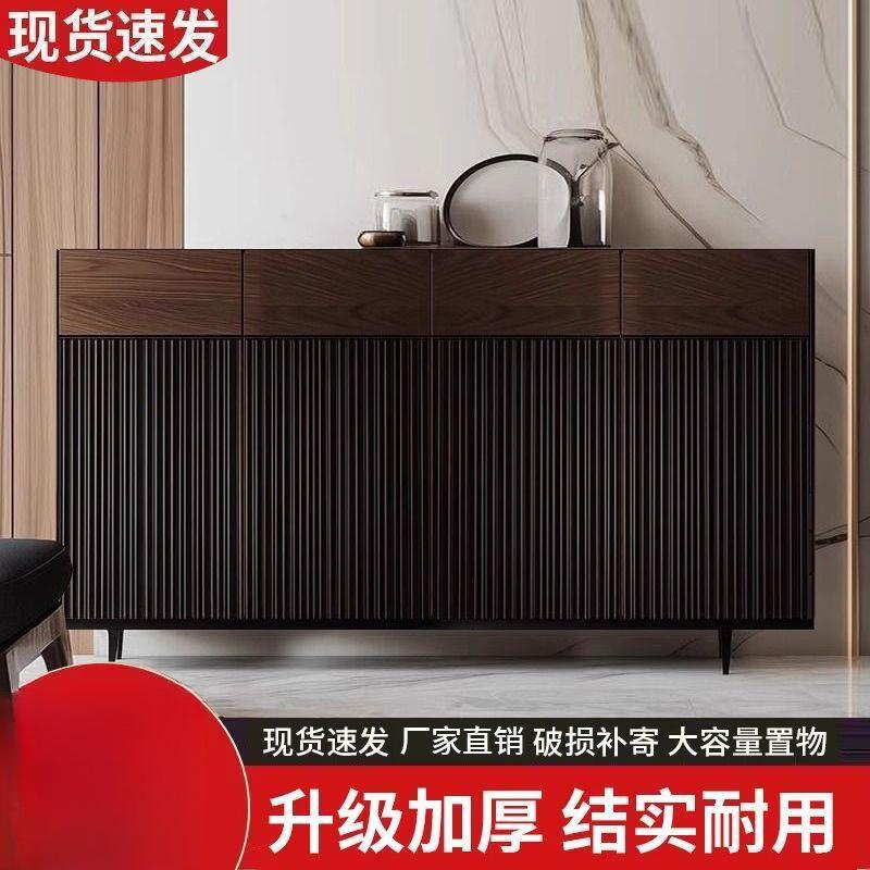 意式餐边柜台家用玄关柜新款高端复古储物柜靠墙一体边柜简约现代