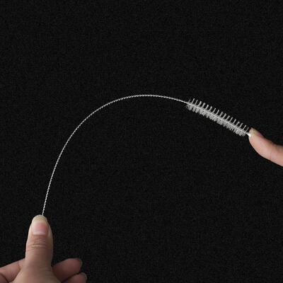 Bending Stainless Straw Brush Cleaner Soft Hair Suction Glas